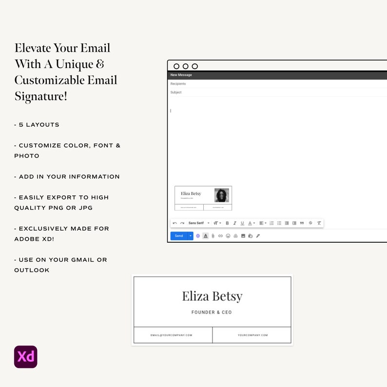 Eliza Email Signature Template Collection | Adobe XD | Gmail Email ...