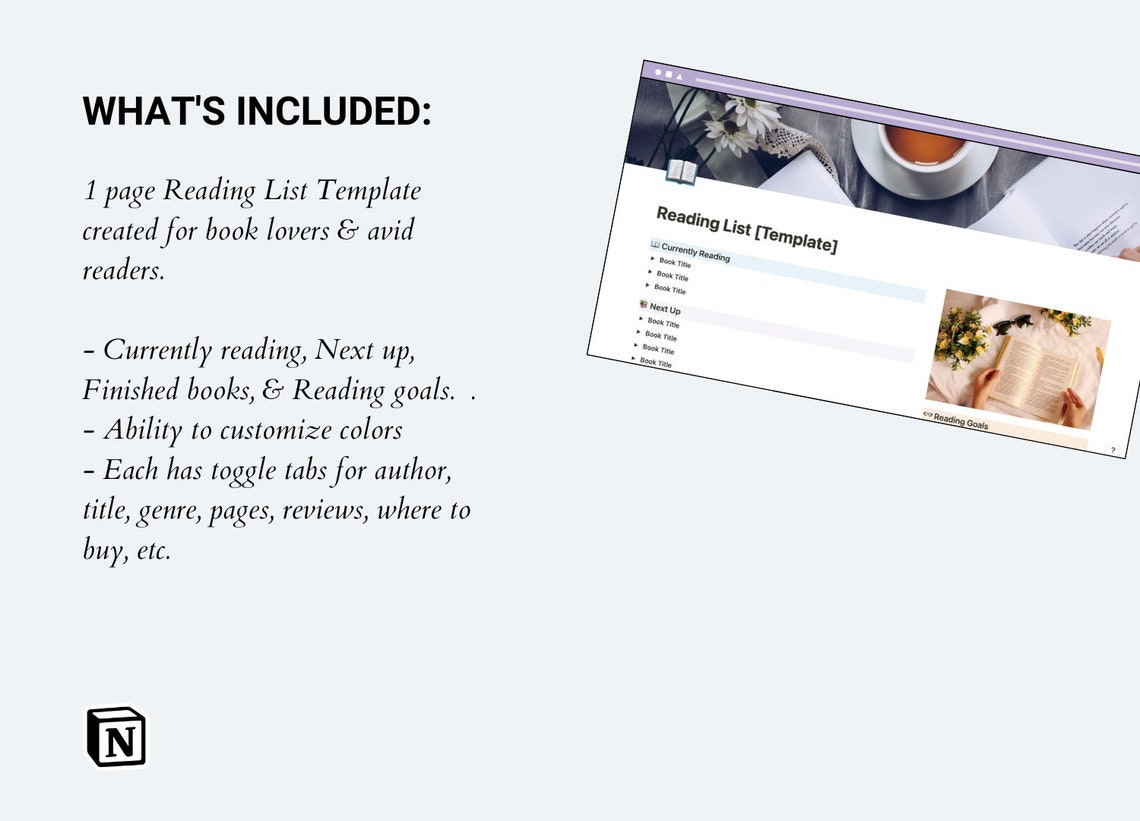 Reading List Notion Template Notion Organization for Book Lovers ...
