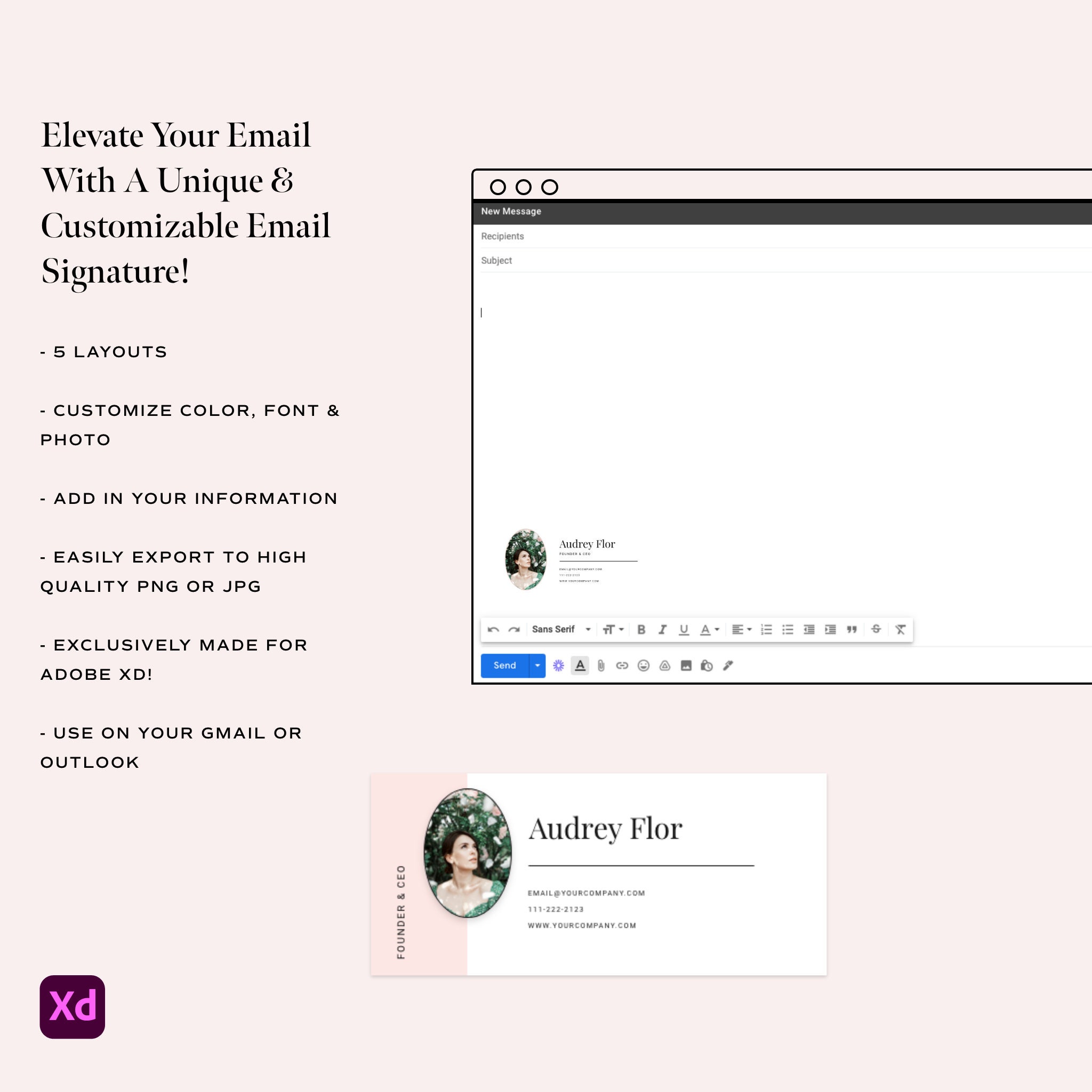 Audrey Email Signature Template Collection | Adobe XD | Gmail Email ...