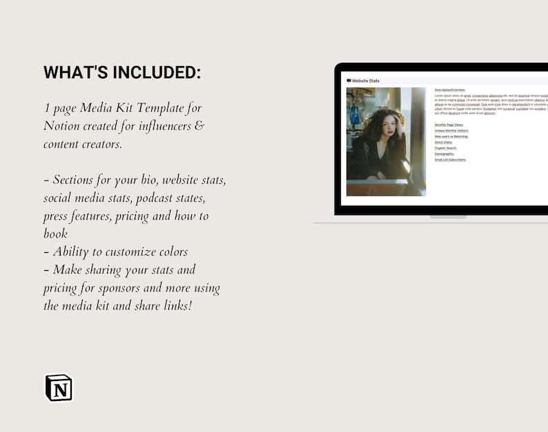 Media Kit Notion Template | Notion | Organization | for Influencers ...