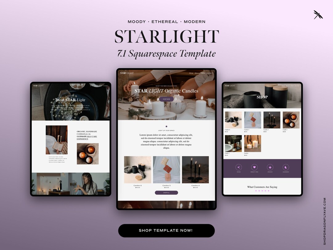 Starlight Squarespace Template, Candle and Wellness E-commerce Shop ...