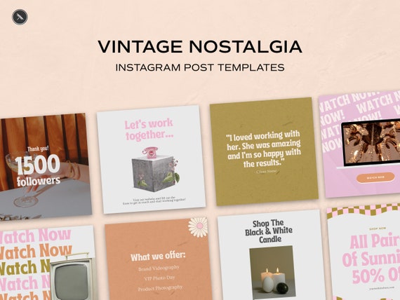 Vintage Nostalgia Instagram Post Template Canva Template - Etsy