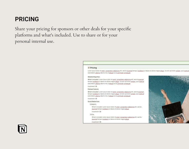 Media Kit Notion Template | Notion | Organization | for Influencers ...