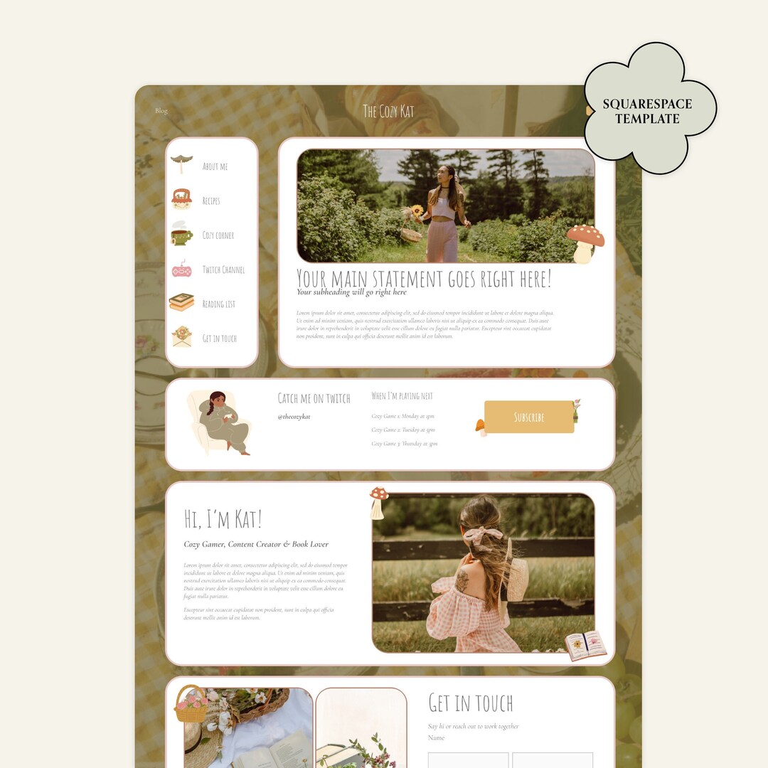 Kat Squarespace Template | Twitch Streamers, Cozy Gamers & Bloggers ...