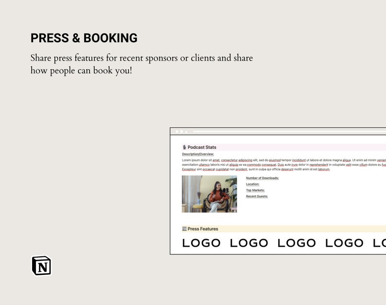 Media Kit Notion Template | Notion | Organization | for Influencers ...