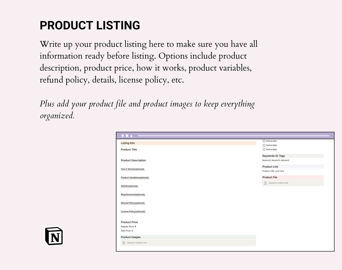 E-commerce Digital Product Notion Template | Notion | Organization ...