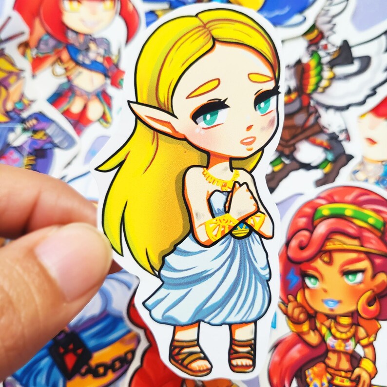 Chibi Link and Zelda Vinyl Sticker Legend of Zelda Breath of - Etsy