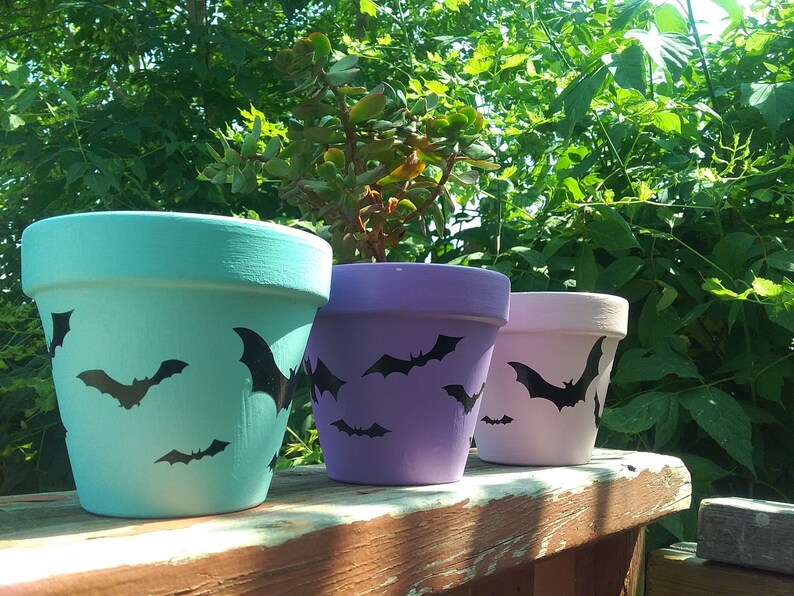 Batty Pastel Planters, Pastel Goth Planters, Batty Pastel Flower Pot ...