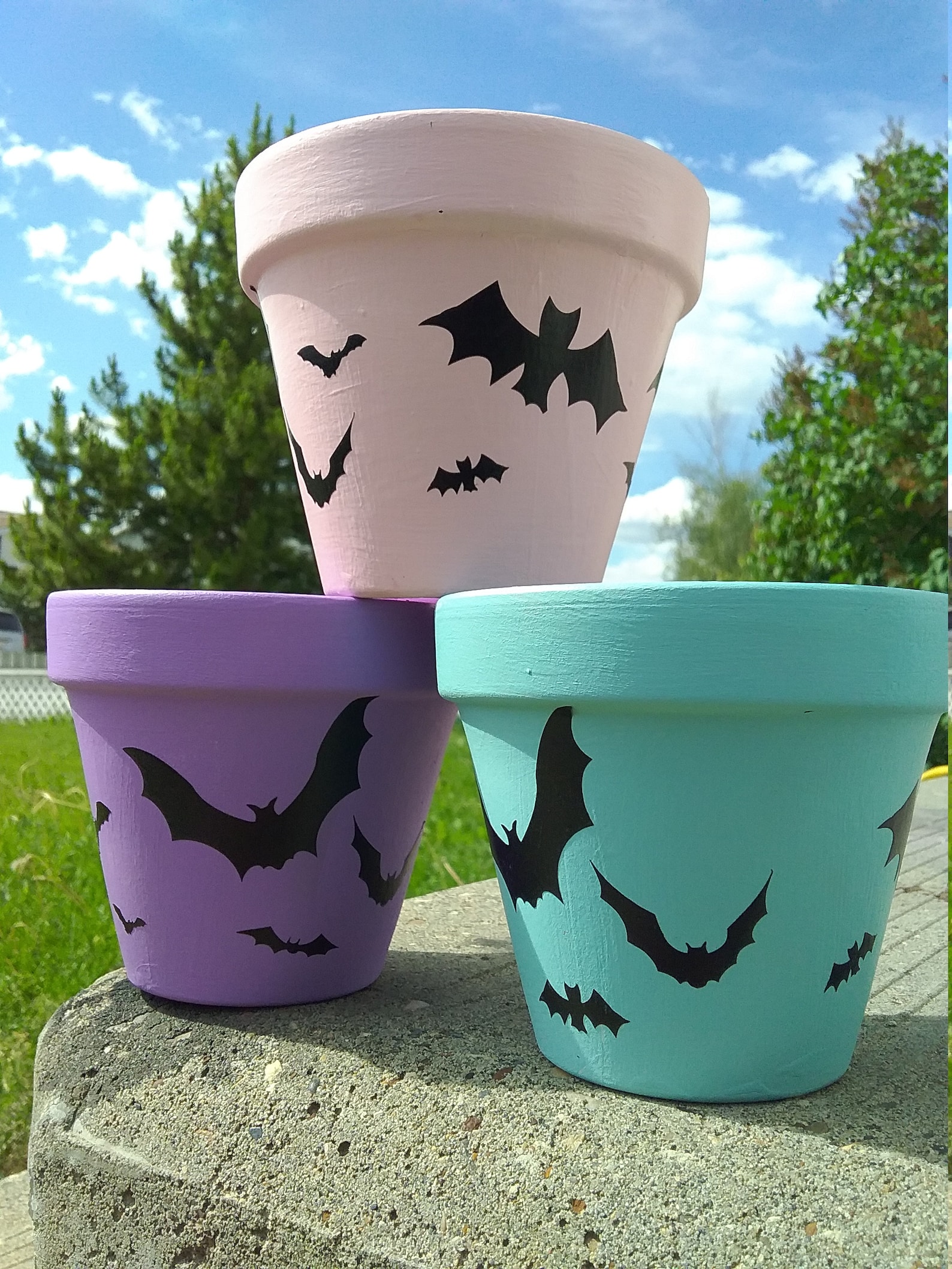 Batty Pastel Planters, Pastel Goth Planters, Batty Pastel Flower Pot ...