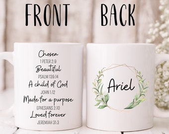 Custom Name Bible Verse Coffee Mug,motivational Gift Idea,inspirational ...