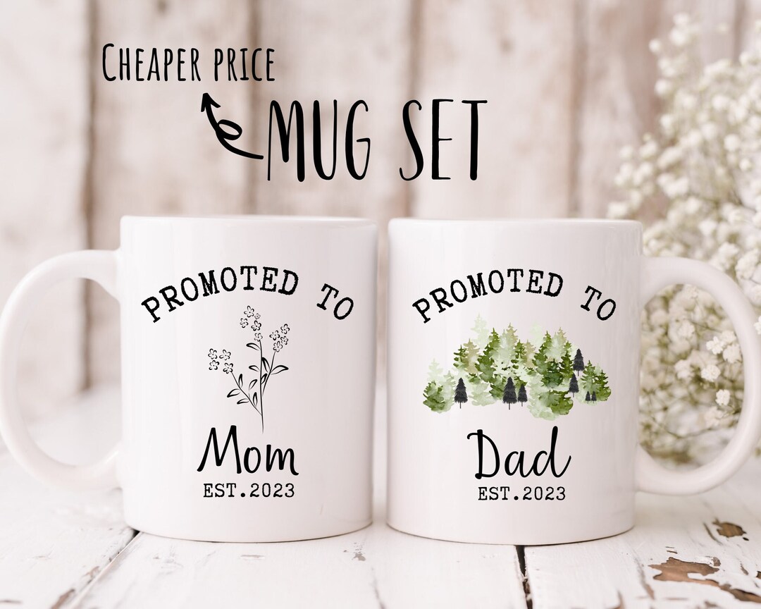 New Parents Coffee Mug Set Gift for Mom and Dad Promoted to Parents New ...