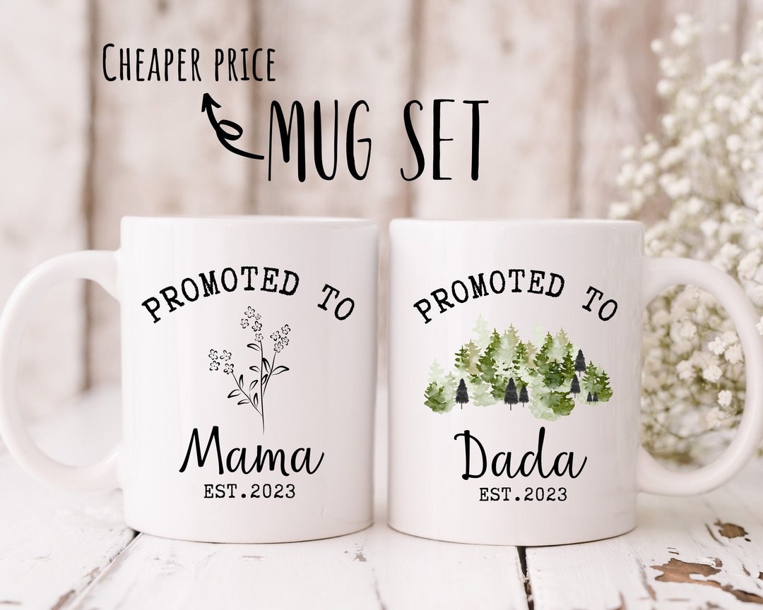 Personalized New Parents Mug Set Baby Again Announcement Mama Dada Mug ...