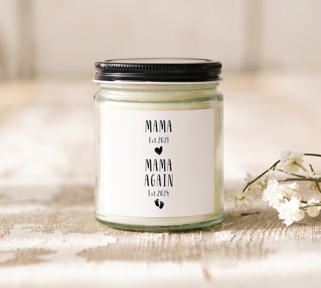 Mama Again Custom Date Candle Gift for Pregnant Woman Second Time Mom ...