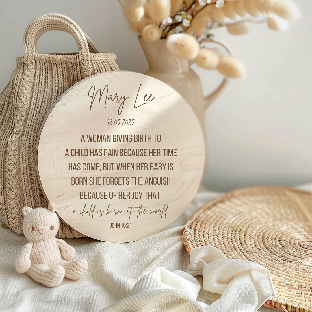 Christian Birth Announcement Sign | Bible Verse Baby Sign | Newborn ...