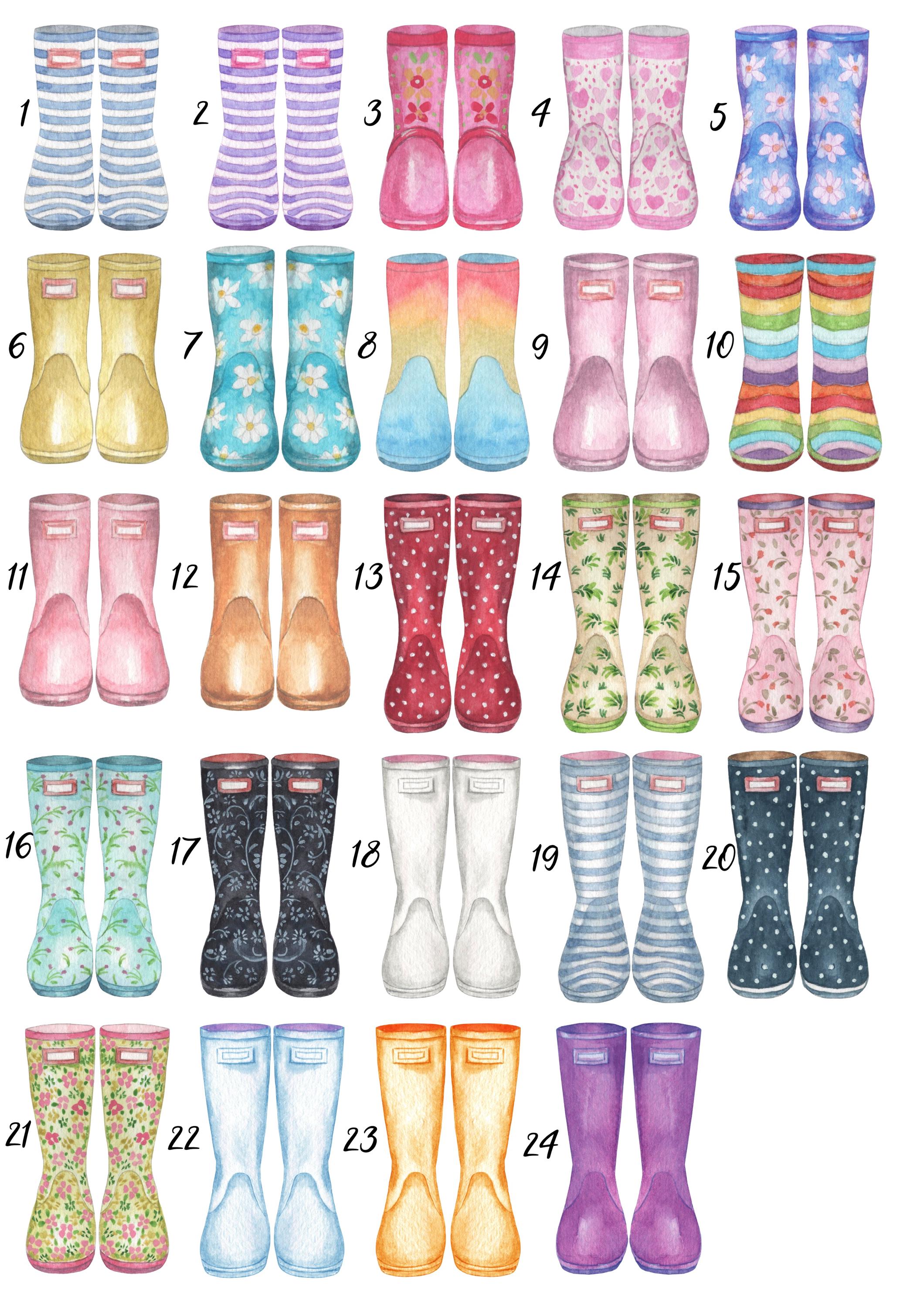 Family Name Print, Custom Welly Boot Print, Family Print, Welly Boot ...