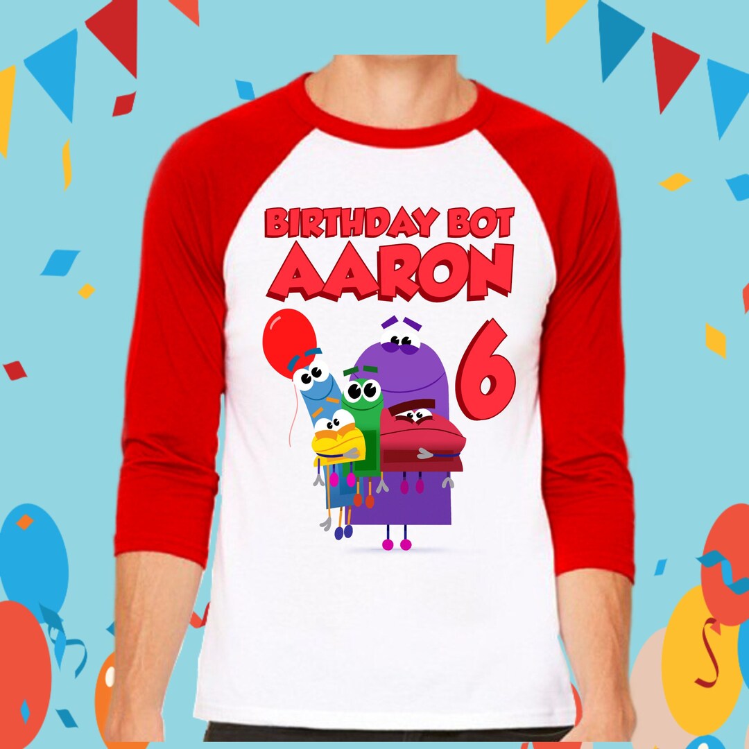 Storybots Birthday T-shirt Kids Party Theme Ask the Custom Name & Age ...