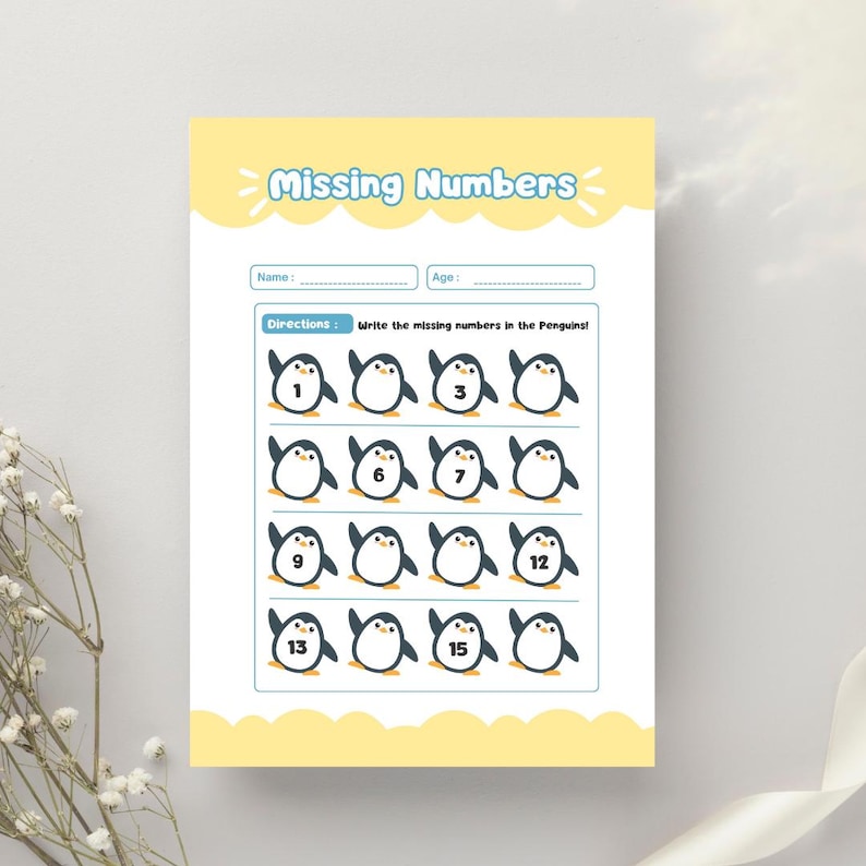 Penguin Number Game | Toddler & Preschool Math (PDF Download) - Etsy