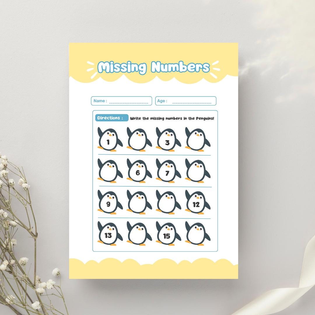 Penguin Number Game | Toddler & Preschool Math (PDF Download) - Etsy