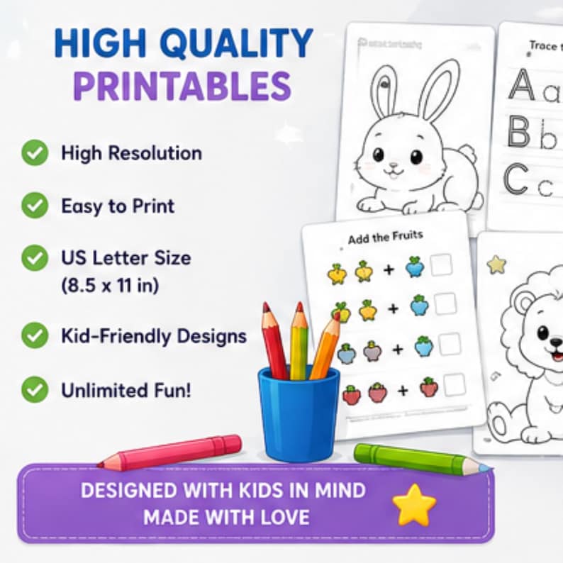 Kids Learning Bundle | Alphabet Tracing, Sight Words, Coloring Pages ...