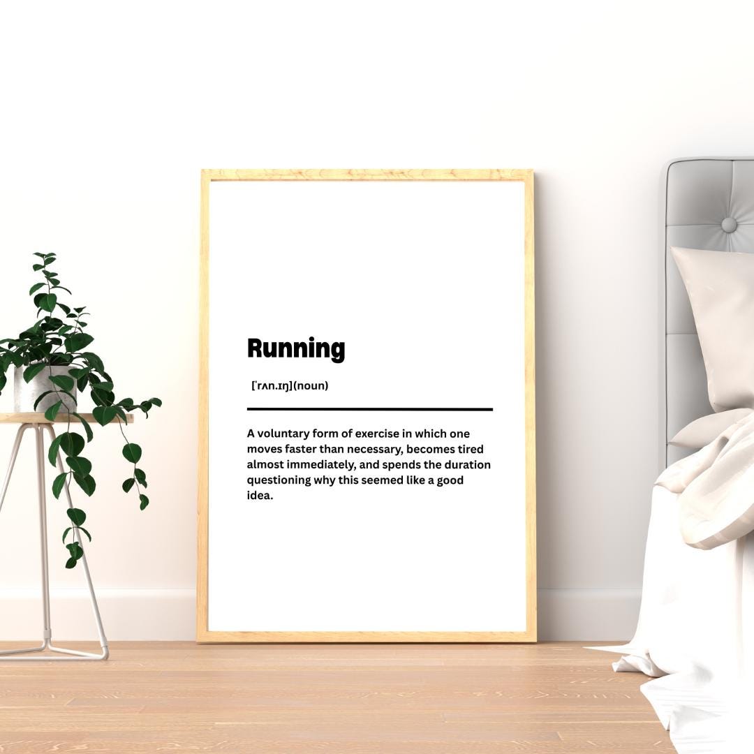 Running Definition Print Runner Wall Art Sarcastic Fitness Poster ...