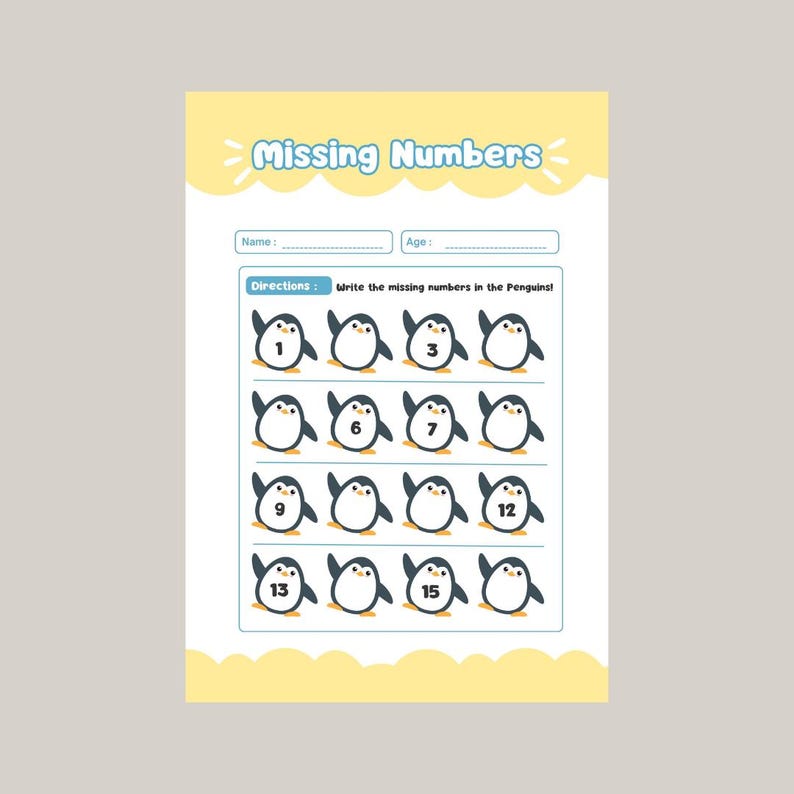 Penguin Number Game | Toddler & Preschool Math (PDF Download) - Etsy
