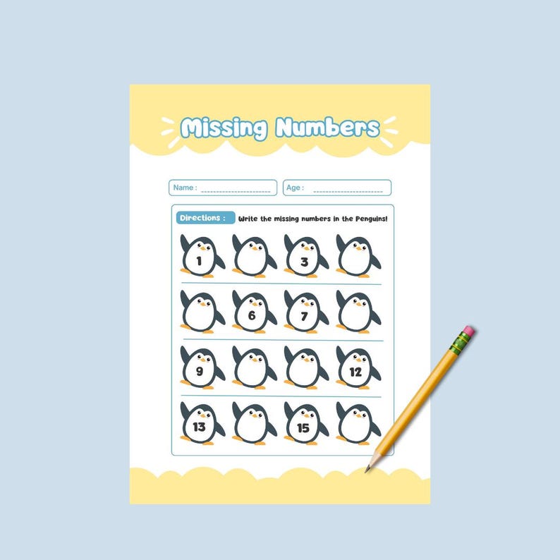 Penguin Number Game | Toddler & Preschool Math (PDF Download) - Etsy