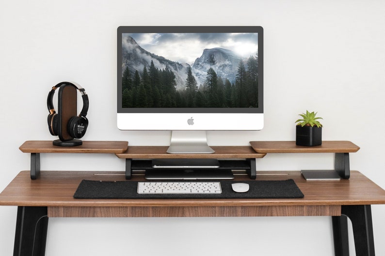 Monitor Stand Wood Monitor Stand Dual Monitor Stand With - Etsy UK