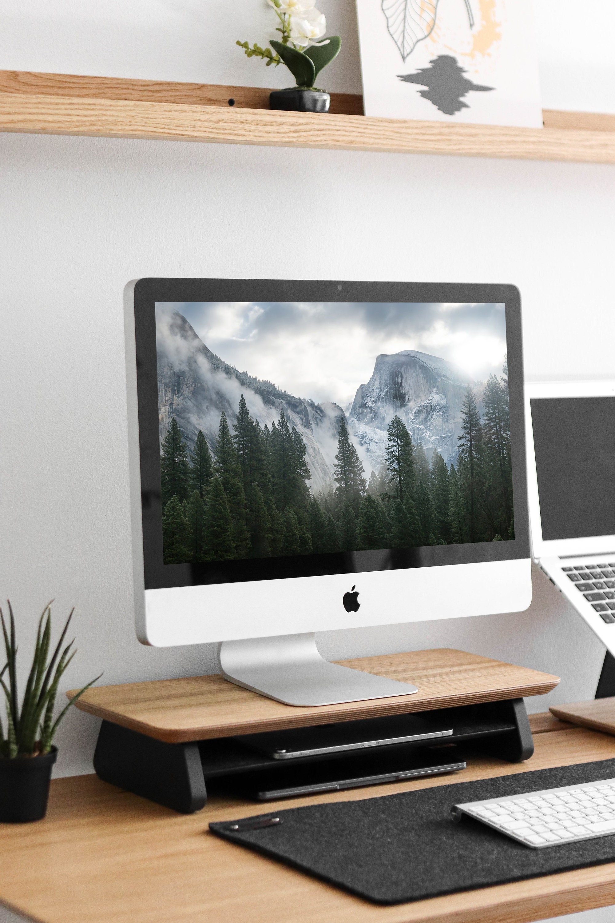 Desk Shelf Monitor Stand Wood Desk Accessories Monitor | Etsy