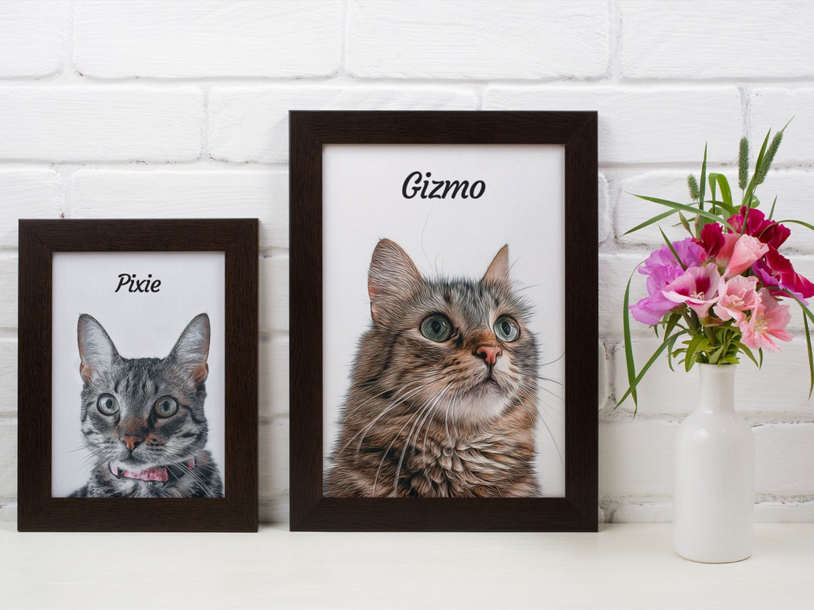 Portrait de chat personnalisé numérique Aquarelle - Etsy France
