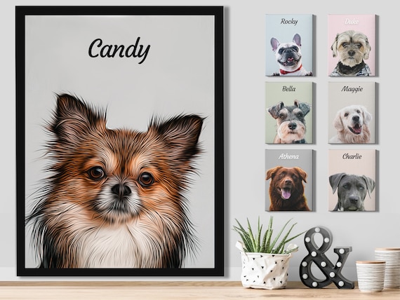 Custom Pet Portrait from Photo Digital Dog Portrait Painting | Etsy