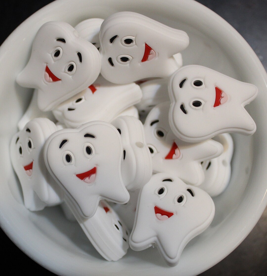 WHITE Tooth Silicone Bead, Tooth Focal Bead, Tooth Focal, Tooth Bead - Etsy