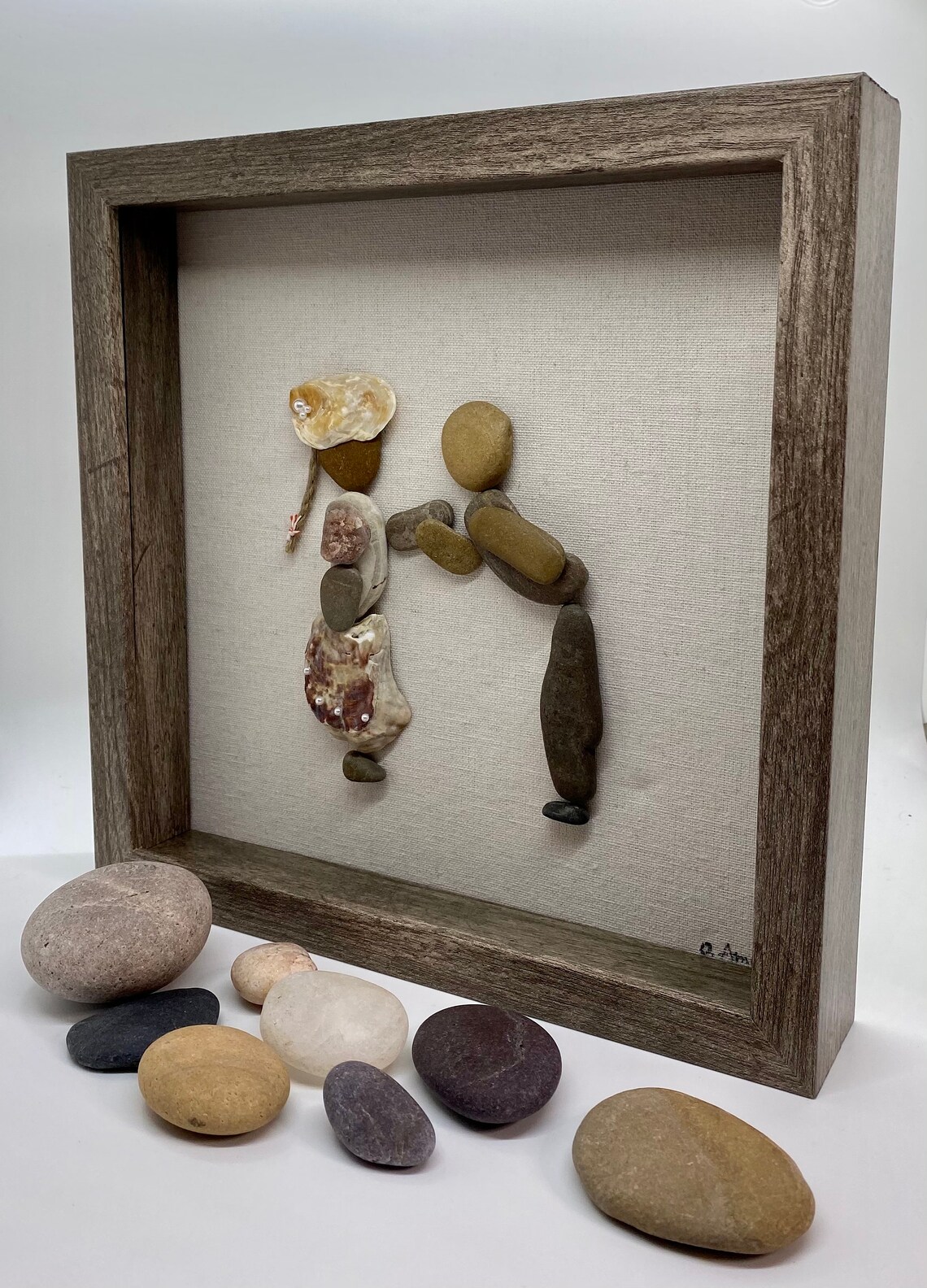 Pebble Art Picture of Dancing Couple, Family Pebble Art, Framed Pebble ...