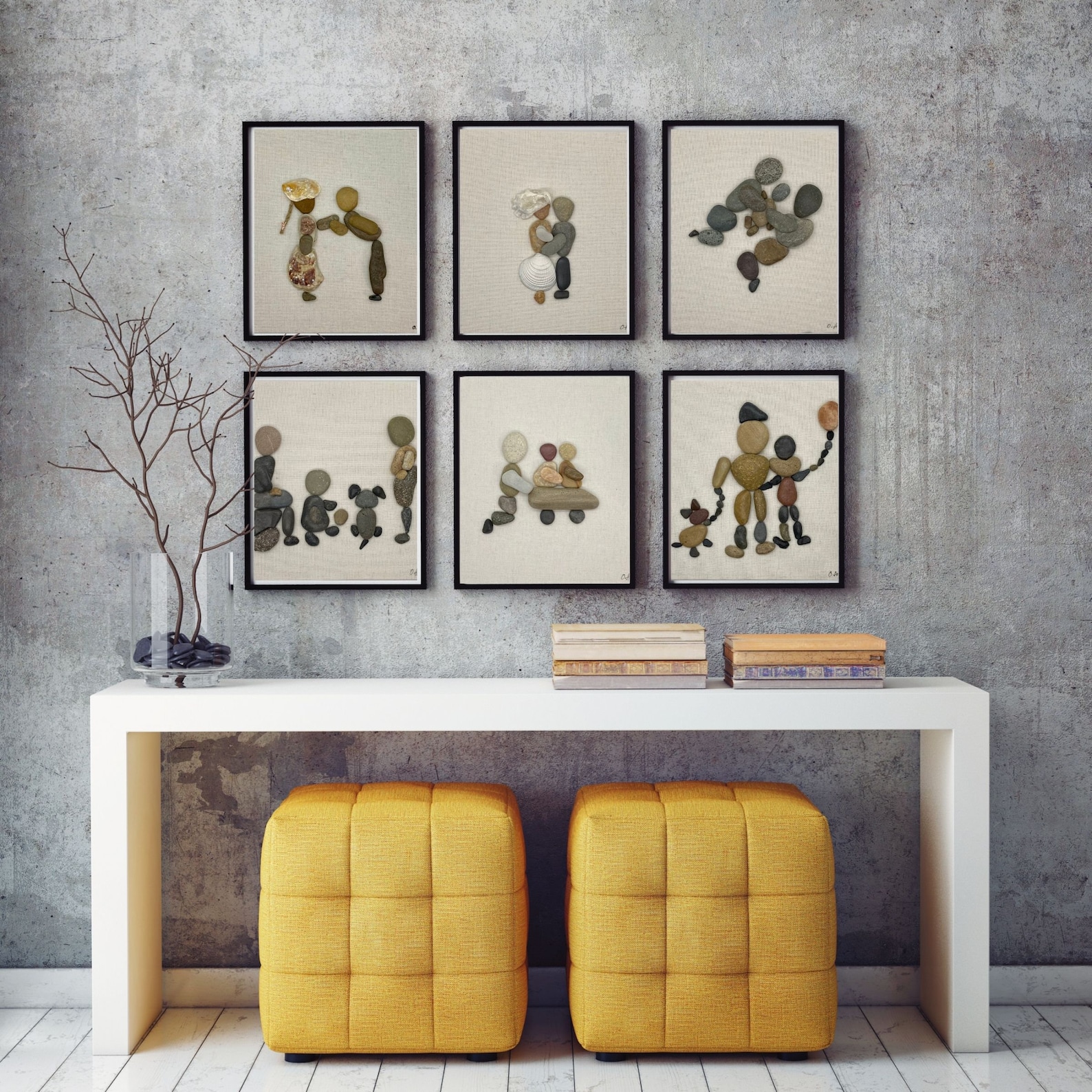 Pebble Art Picture of Dancing Couple, Family Pebble Art, Framed Pebble ...