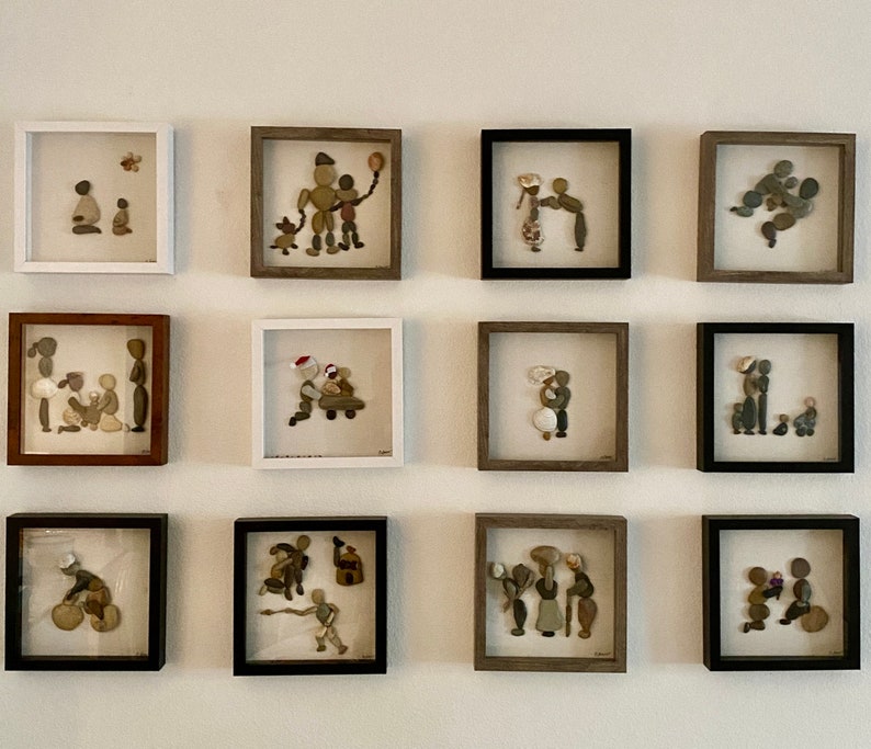 Dog Pebble Art, Child Play With Dog Frame, Family Pebble Art. Cute Dog ...
