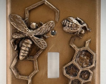 Yellow Honeycomb With Bees - Fabric Light Switch Plate Cover - All ...