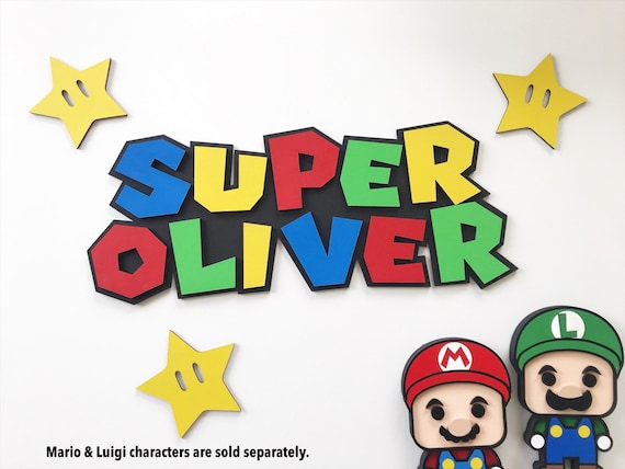 Wooden Super Mario Name Plaque 2 Lines & 3 Stars Set Boys / - Etsy UK