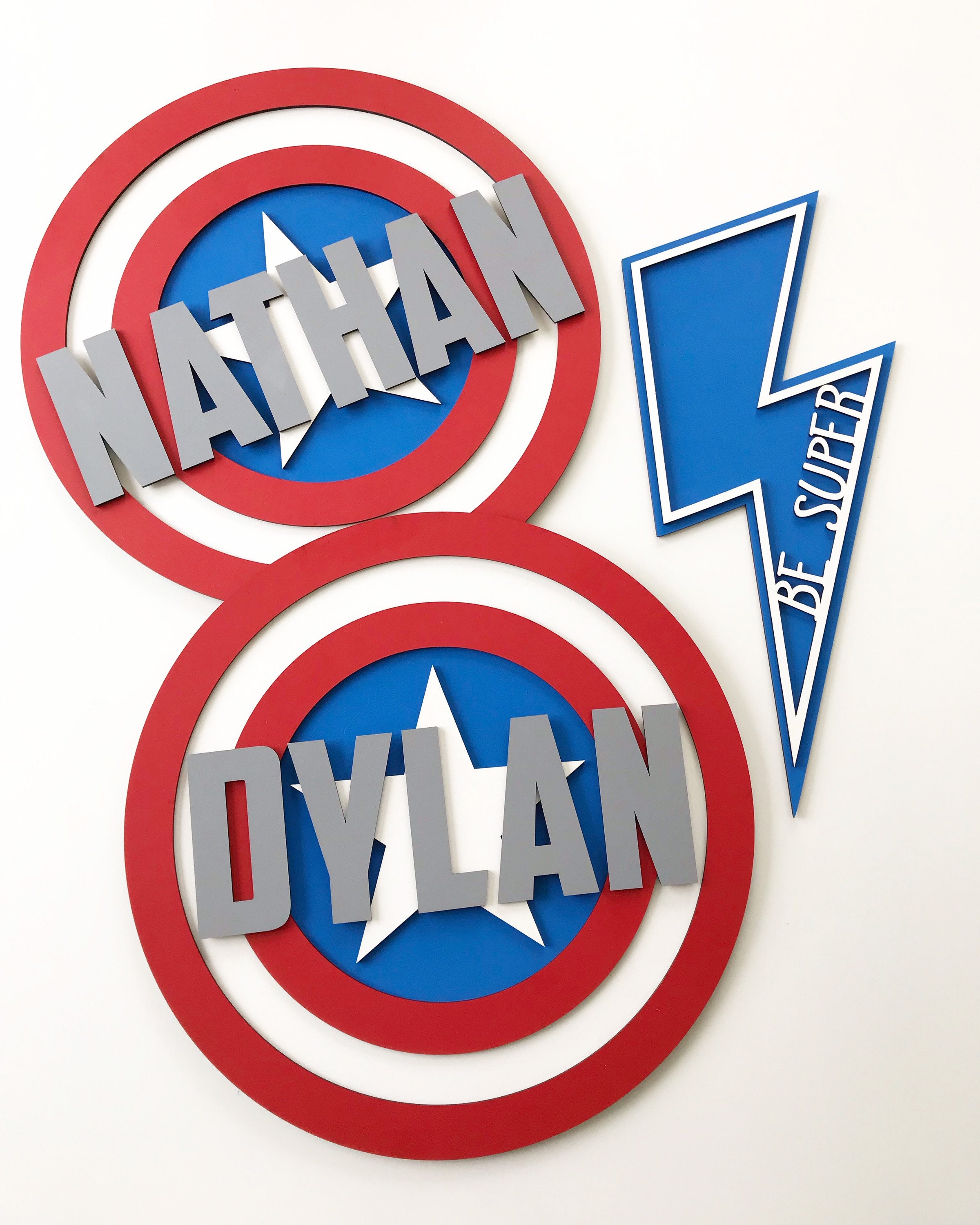 Wooden Personalised Captain America Shield Name Plaque / Sign - Etsy UK