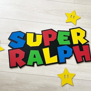 Wooden Super Mario Name Plaque 2 Lines & 3 Stars Set • Boys / Girls ...