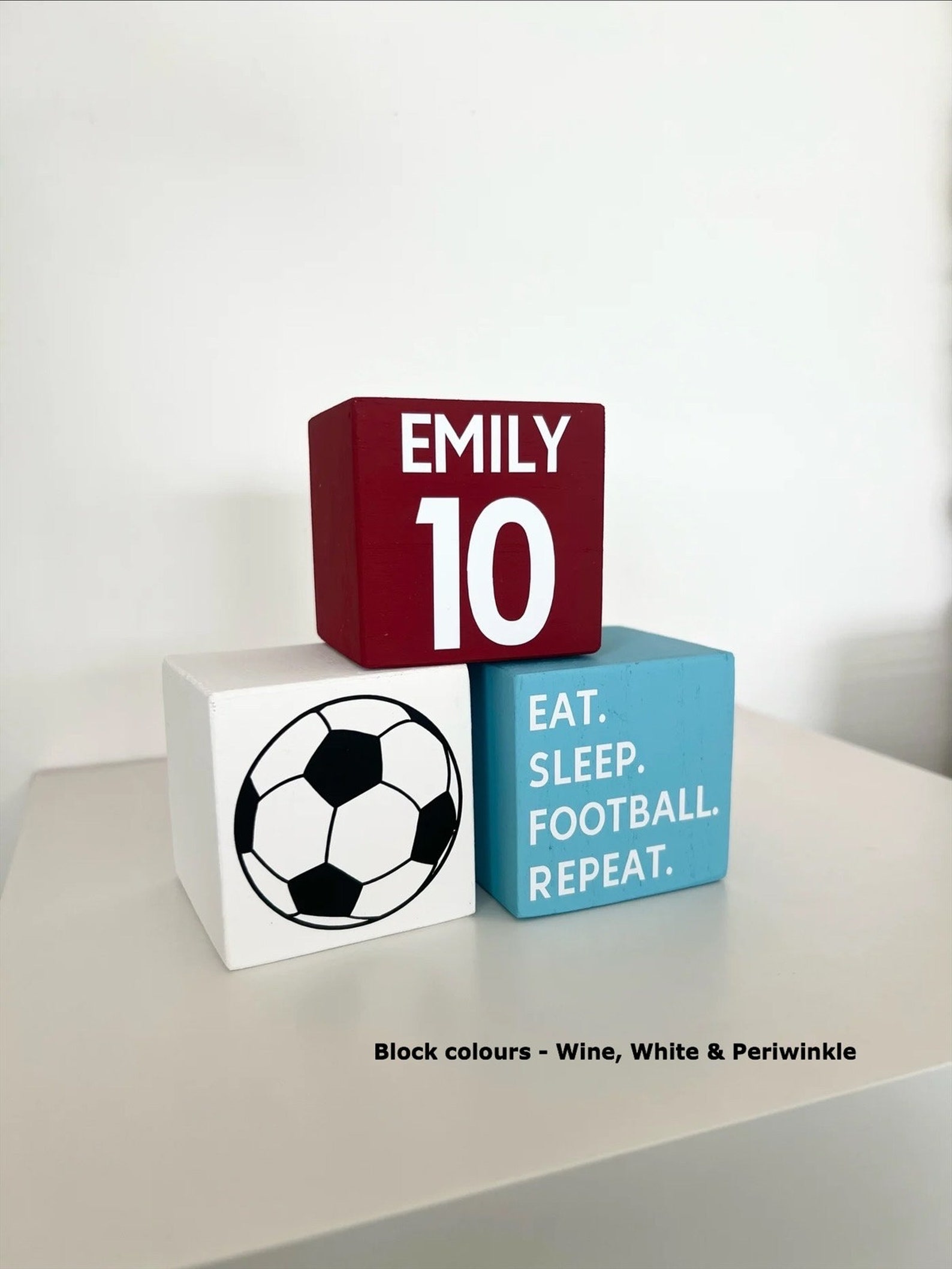 Wooden Football Theme Decor Blocks • Boys / Girls Bedroom Accessories ...