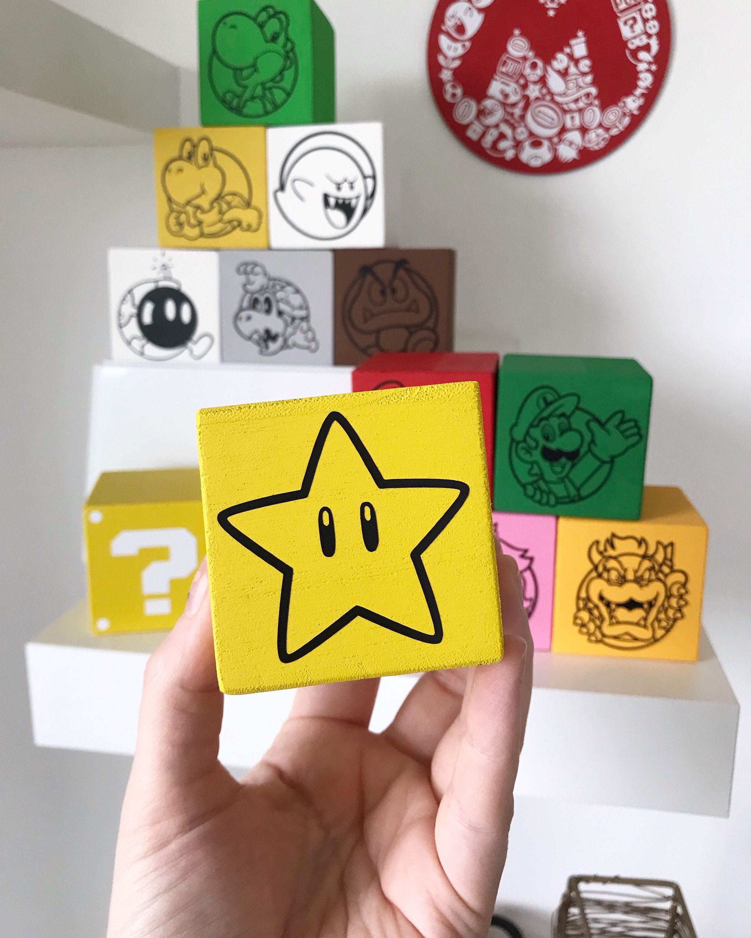 Wooden Super Mario Inspired Decor / Ornament Display Blocks - Etsy UK