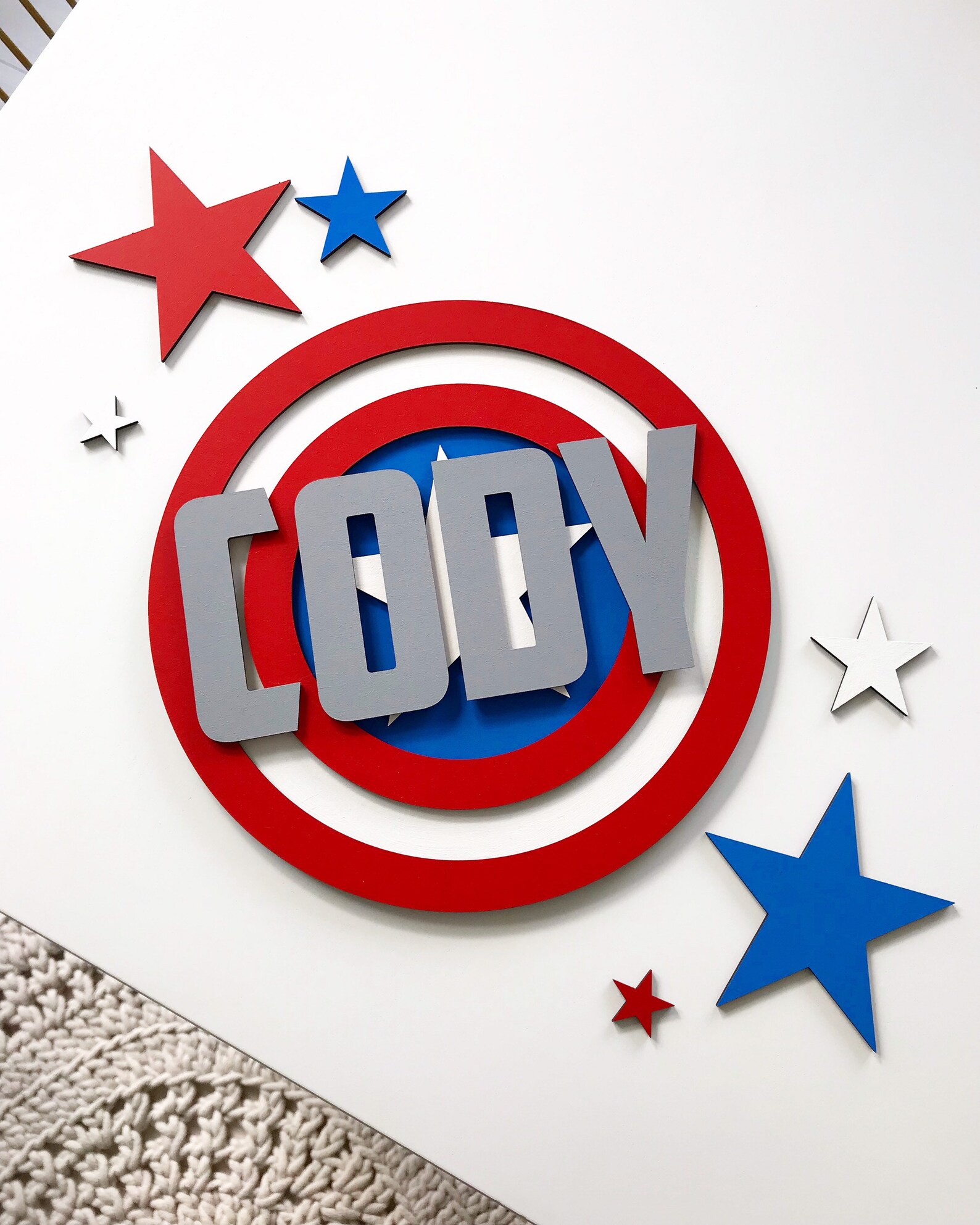 Wooden Personalised Captain America Shield Name Plaque / Sign - Etsy UK