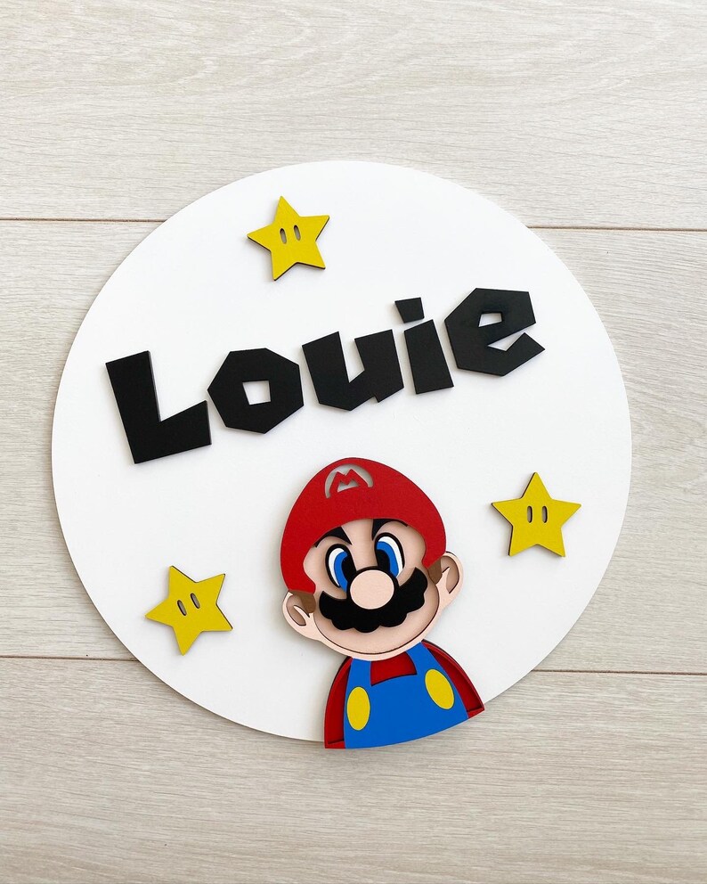 Wooden Super Mario Personalised Name Room Door Plaque / Sign - Etsy UK