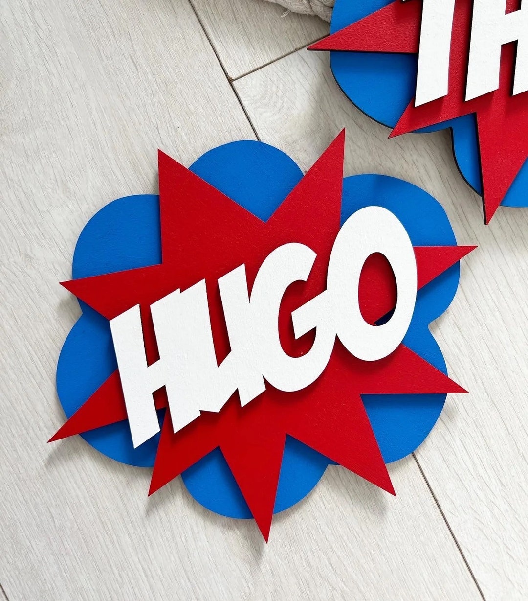 Wooden Superhero / Comic Book Theme Personalised Name Plaque / Sign ...