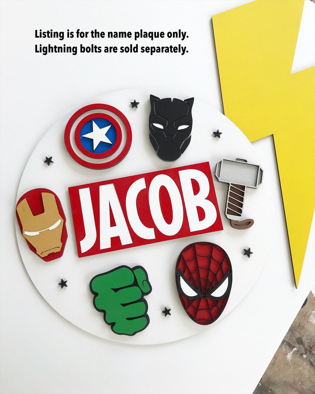 Wooden Personalised Superhero Inspired Spider-man Name Plaque / Sign ...