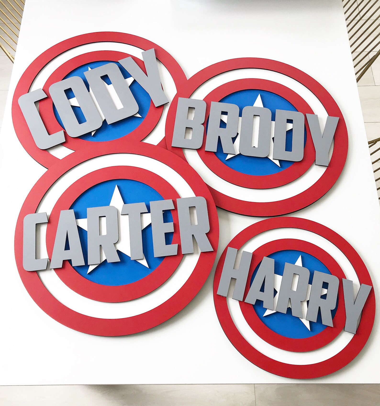 Wooden Personalised Captain America Shield Name Plaque / Sign - Etsy UK