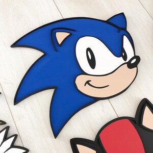Wooden Sonic Character Head / Face Boys / Girls Gaming Bedroom / Wall ...