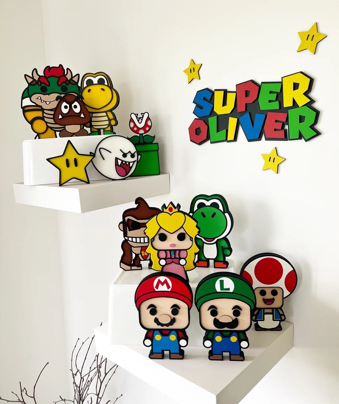 Wooden Freestanding Super Mario & Luigi Characters - Boys / Girls ...