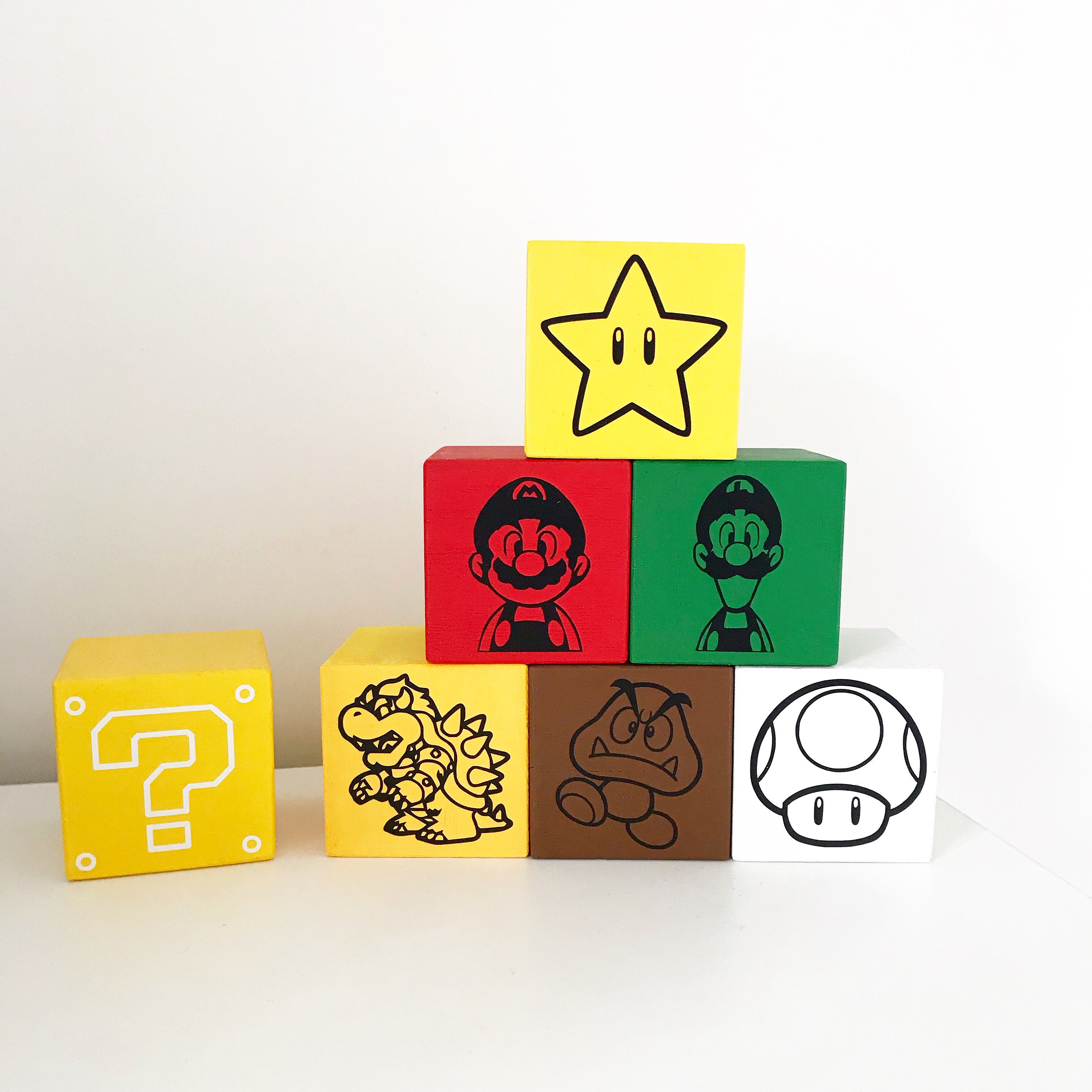 Wooden super Mario decor blocks boys / girls gaming room | Etsy