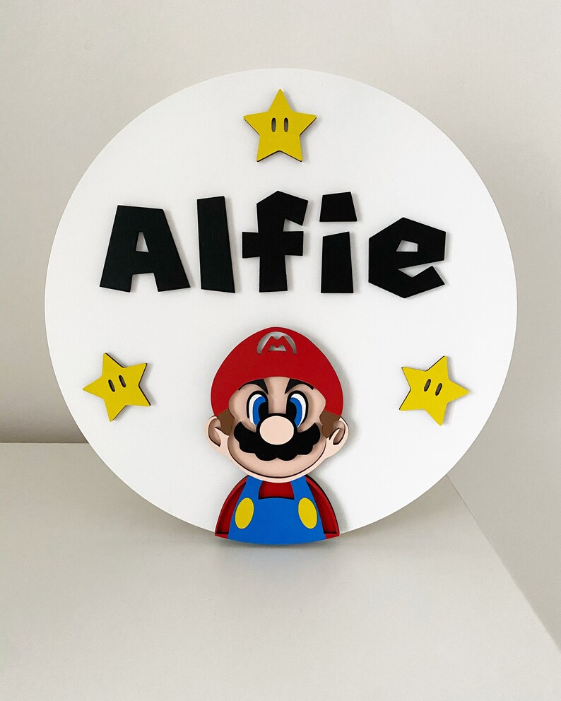 Wooden Super Mario personalised name room door plaque / sign | Etsy
