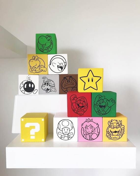 Wooden Super Mario Inspired Decor / Ornament Display Blocks - Etsy UK